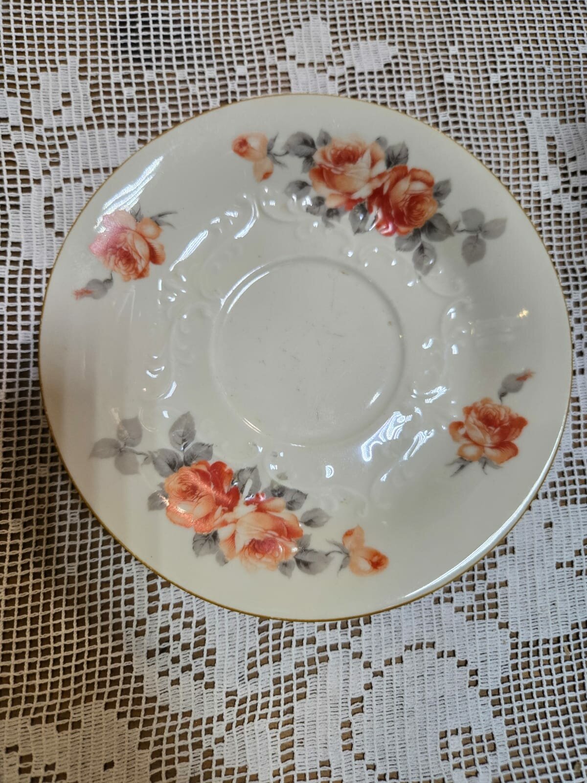 Блюдце чайное с цветочным рисунком винтажное советское, фарфор, СССР