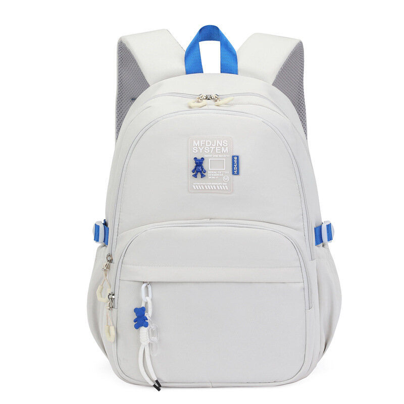 Сумка школьная, натуральная рыба, для учениц, ортопедический эффект, большая емкость, серый с синим