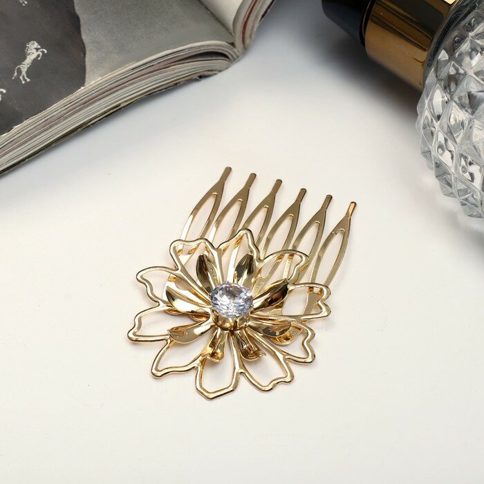 Гребень для волос "Либерти", горный цветок, 55x35 см, золото