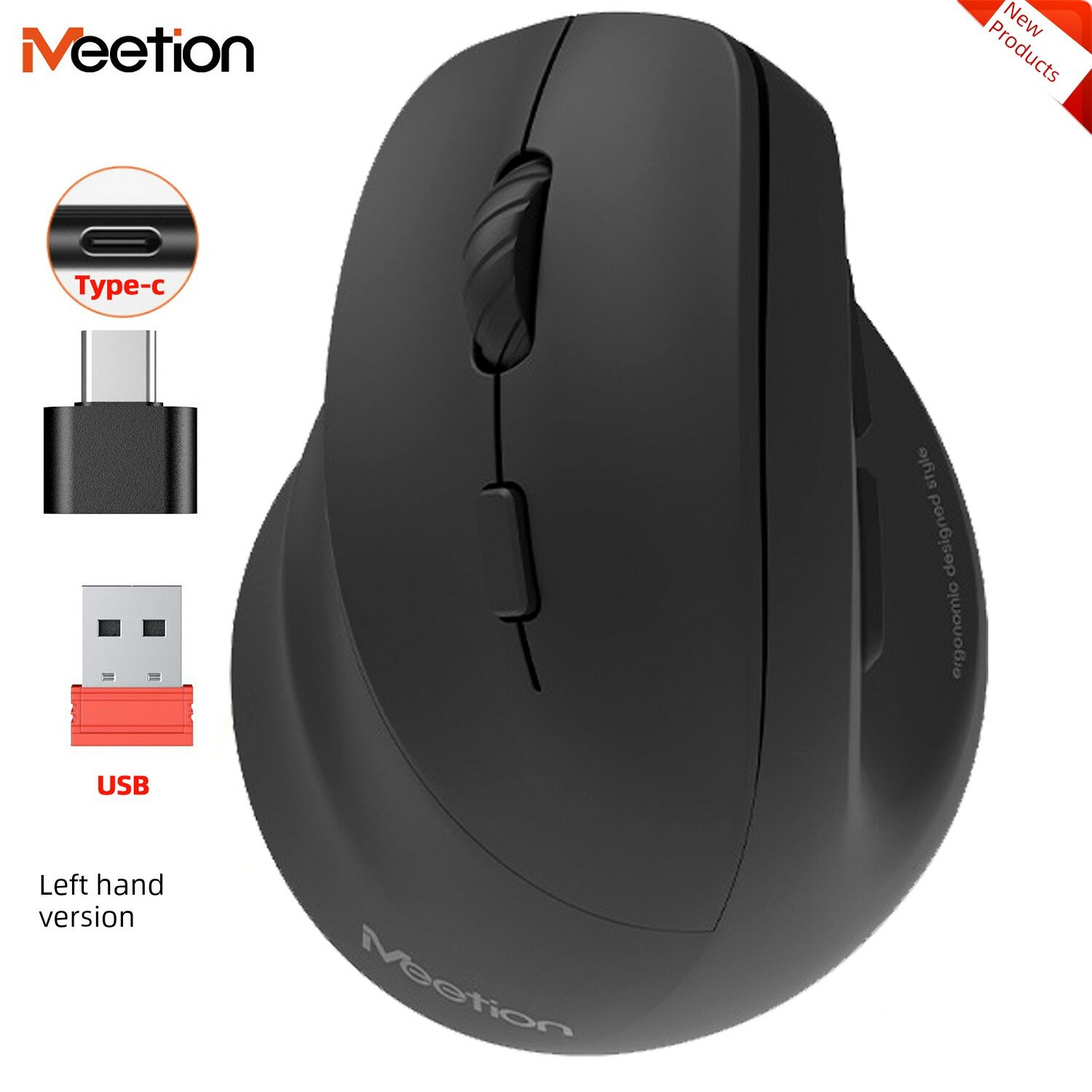 MEETION/Mishen Беспроводная Bluetooth двухрежимная вертикальная мышь с эргономичной бесшумной зарядкой для дома и офиса