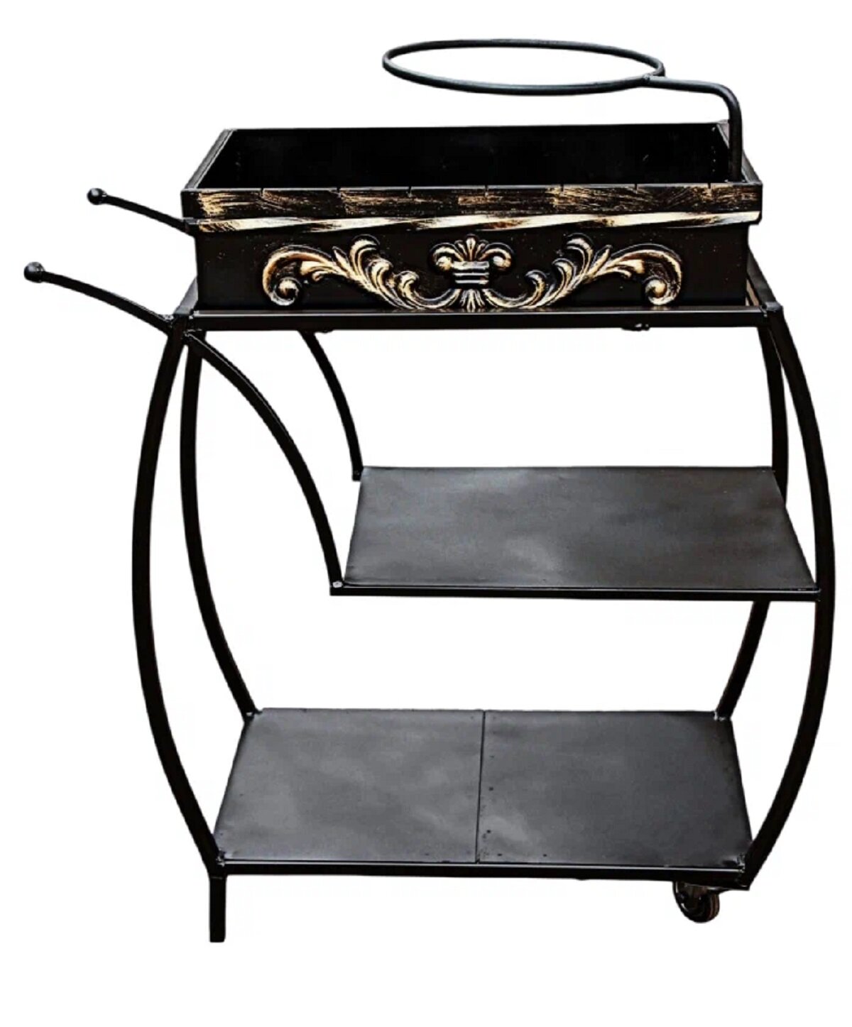 Мангал Mangal-market Малыш, сварной, с полками, декором, 7 пазов для шампуров, черный, 65х40х80 см