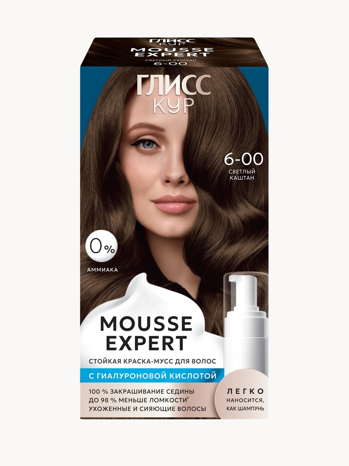 Глисс Кур Mousse Expert Стойкая профессиональная краска-мусс 6-00 Светлый каштан