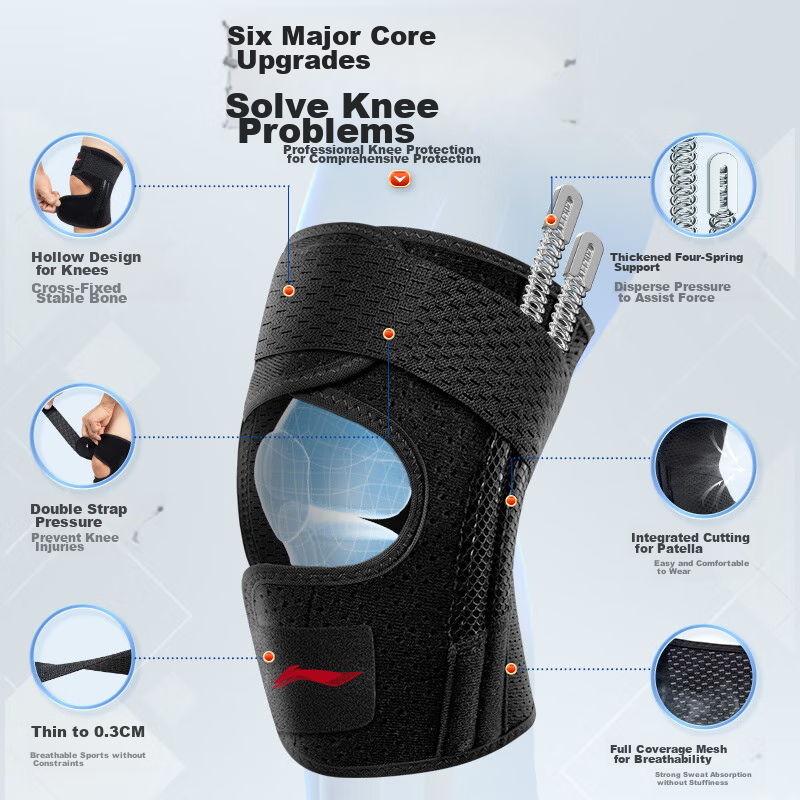 LI-NING Knee Brace for Meniscus Injury, Effusion, Medical-Specific Sports Ligament Knee Joint Arthritis Support, Summer Running Climbing Hiking