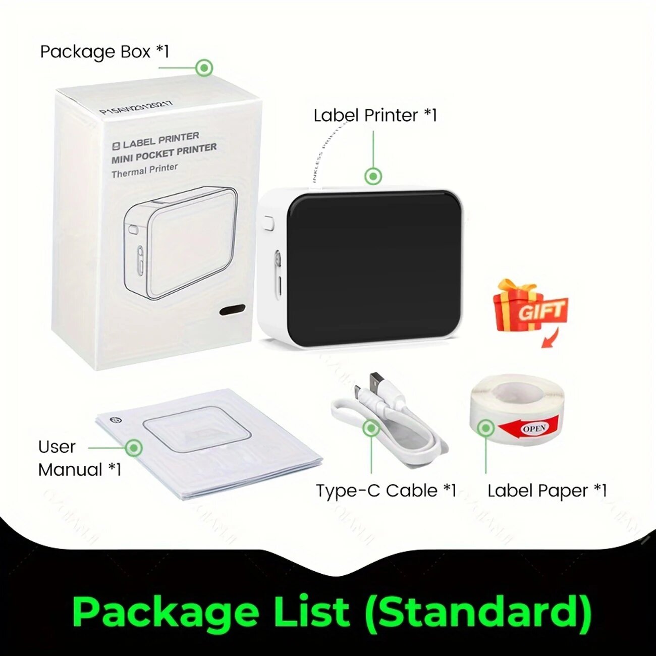 Портативный термопринтер этикеток MARKLIFE P15 White color
