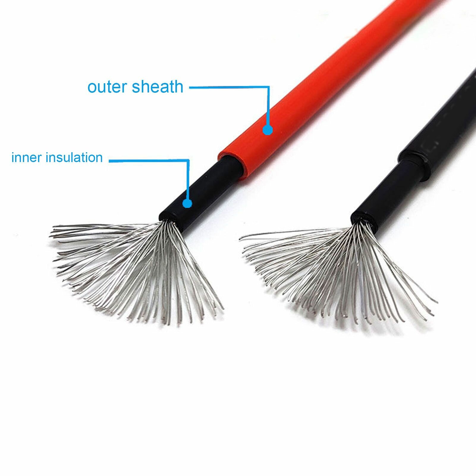 Провод солнечной панели 6 мм , двухслойная изоляция, луженая медь из сшитого полиэтилена, фотоэлектрический провод, удлинительный кабель для солнечных батарей, черный, 50 м/164 фута