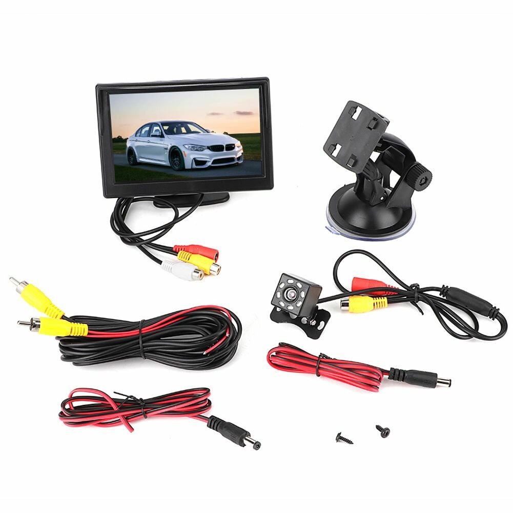 5-дюймовый автомобильный TFT LCD монитор с ночным виденьем и водонепроницаемой камерой, 2 канала видео, 170 угол обзора