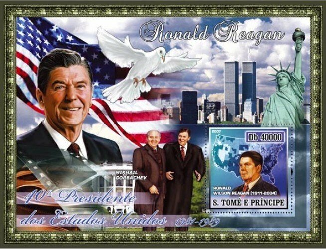 Почтовые марки Сан-Томе и Принсипи 2007г. "Президенты США - Рональд Рейган, 1911-2004" Президенты, Лидеры государств MNH