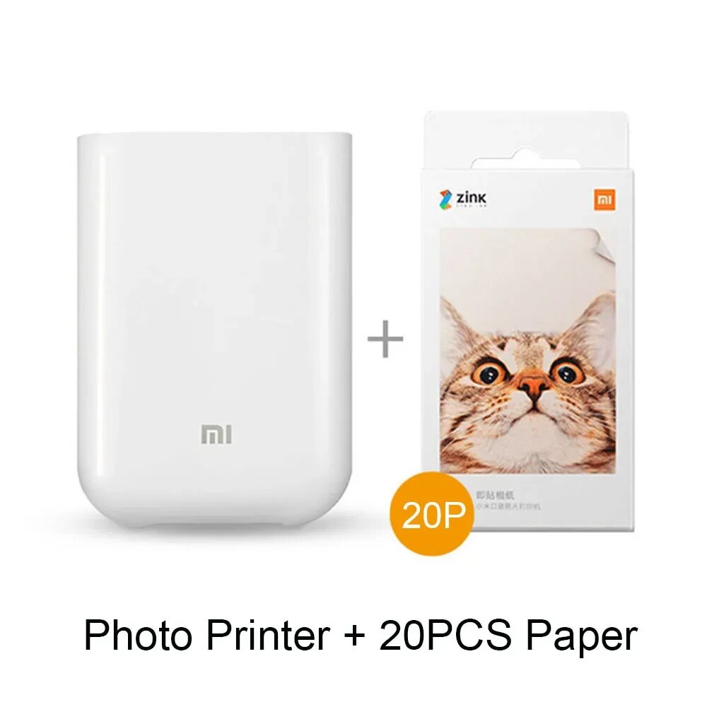 Xiaomi Mijia AR карманный принтер Printer With 20PCS