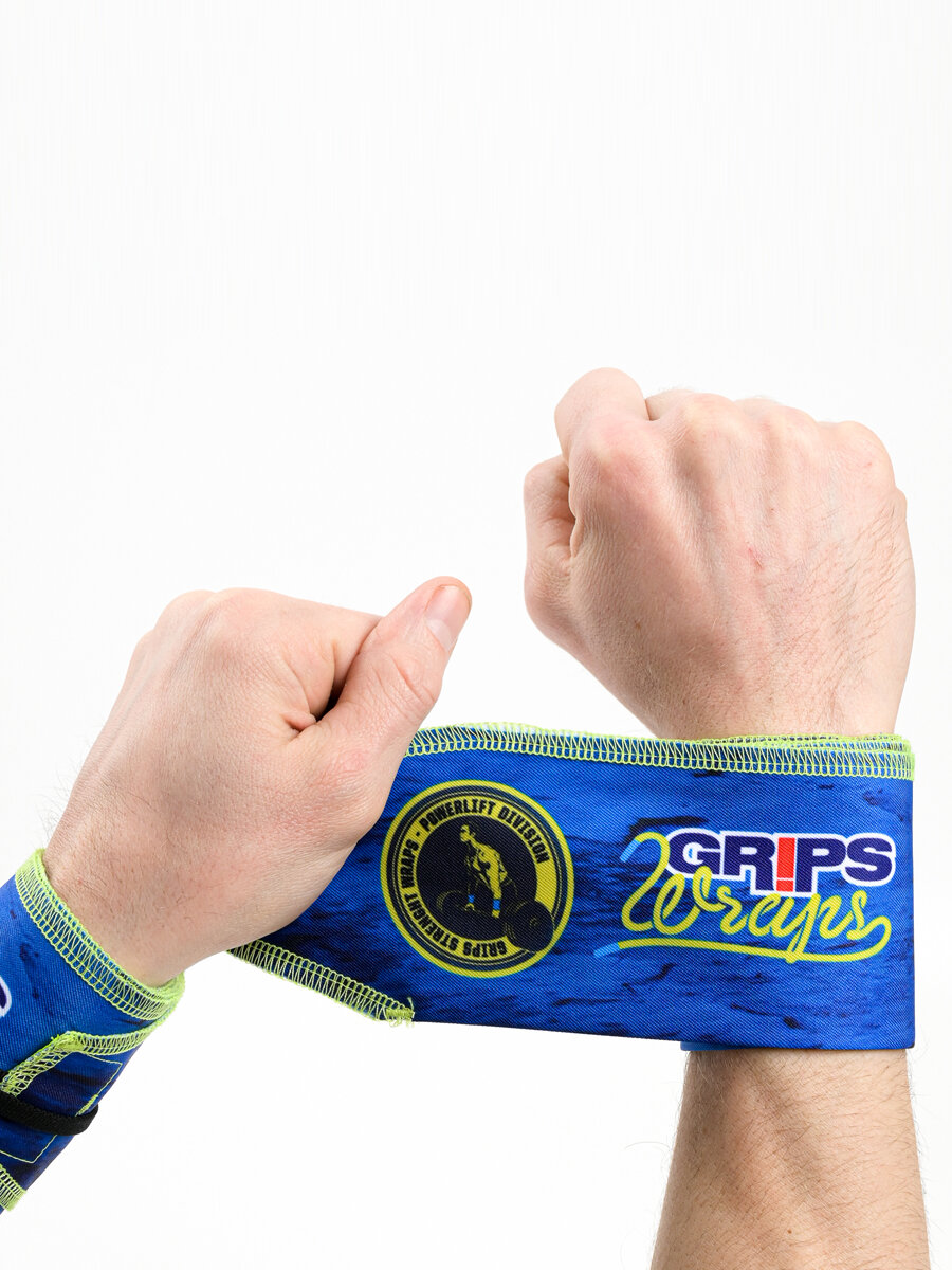 Тканевые кистевые бинты для кроссфита и пауэрлифтинга Gr1ps Blue Wall