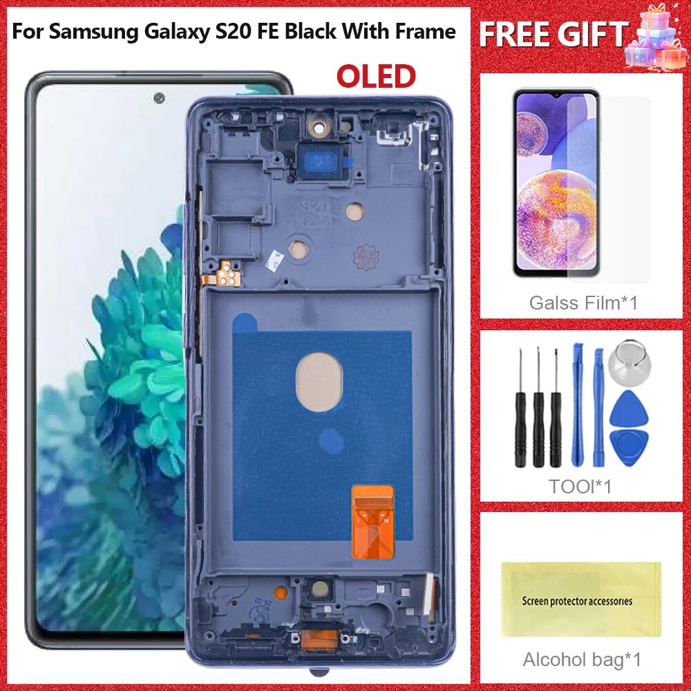 6,43 'OLED для Samsung S20 FE ЖК-дисплей с цифровым преобразователем сенсорного экрана в сборе для S20 FE 5G SM-G780F SM-G781B Замена дисплея