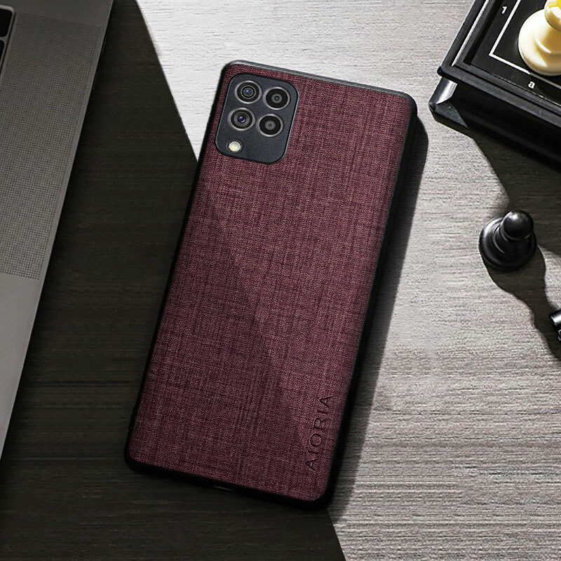 Прочная противоскользящая чехол из холста для Samsung Galaxy M51 - Красный цвет