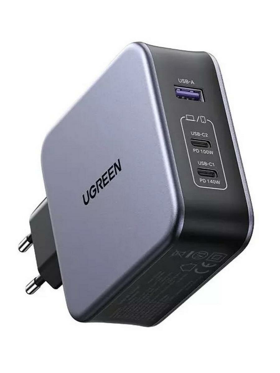 Сетевое зарядное устройство UGREEN CD289 (90549) Nexode GaN 140W Серый 1xUSB-A, 2xUSB-C RU