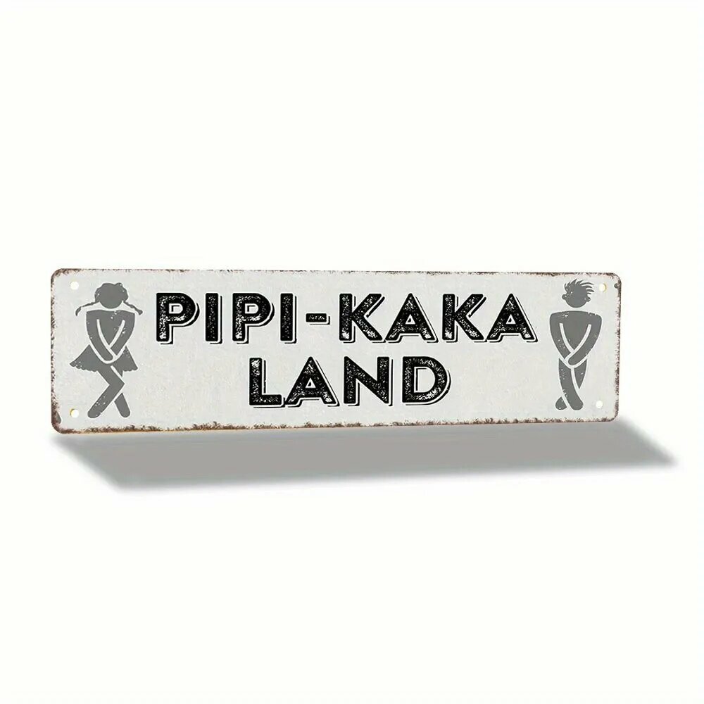 Ретро-металлическая жестяная вывеска в деревенском стиле: Pipi-Kaka Land туалет , Металлический декор для дома