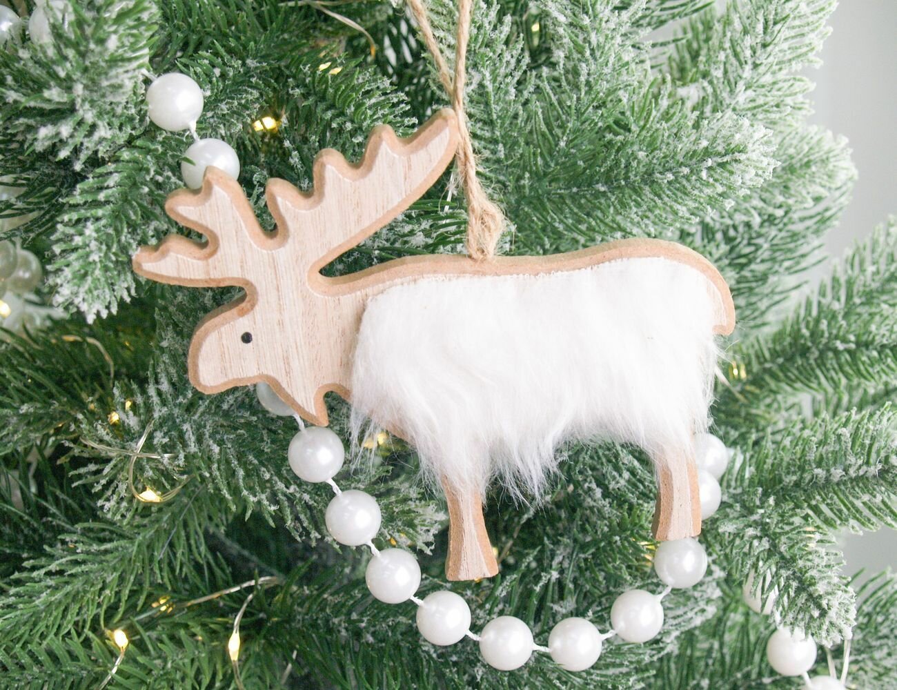 Украшение лесной красавчик - лось, дерево, мех, 12х11 см, Edelman 1017504-лось