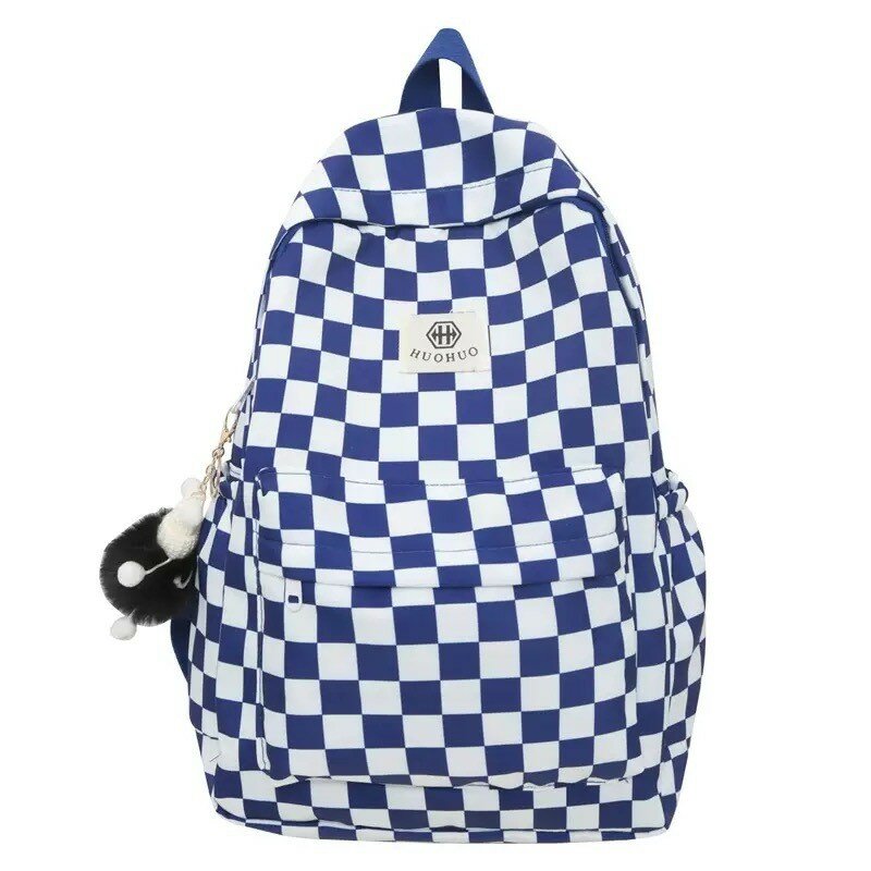 Campus style nylon backpack for girls and boys with large capacity and casual design, blue