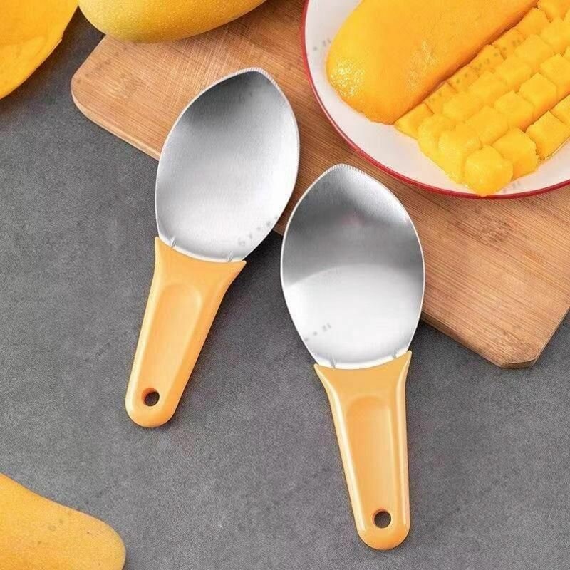 Нож-ложка для манго S&T Mago из нержавеющей стали с зубчиками, легко извлекается из мякоти папайи, авокадо, арбуза, дыни, 2шт