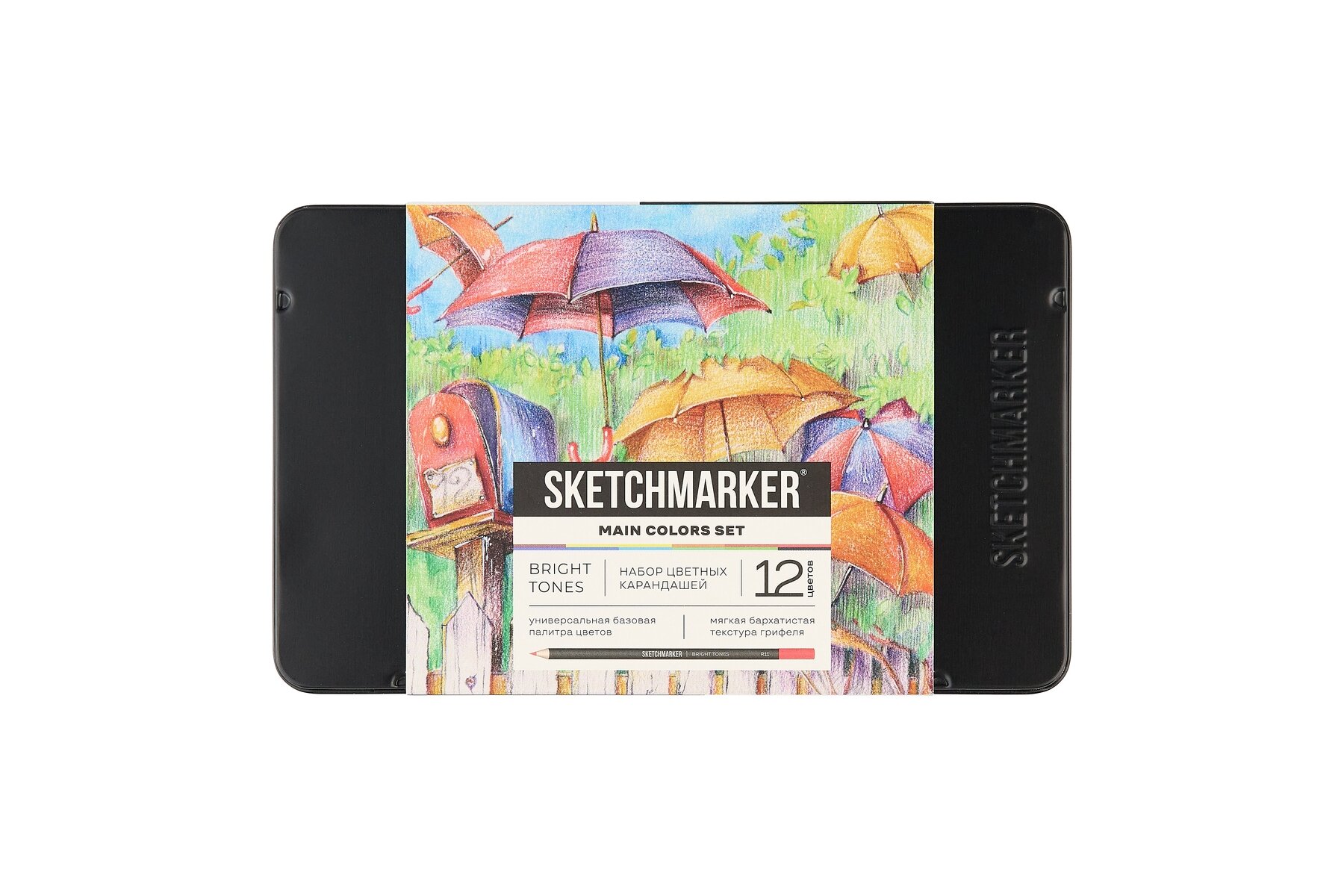 Набор карандашей цветных SKETCHMARKER основные цвета 12цв. металлическая уп-ка