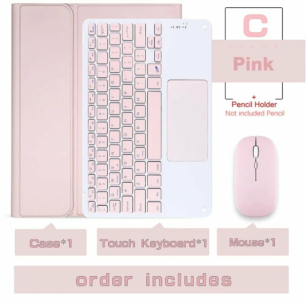 Чехол-клавиатура для iPad 10 10,9 дюйма (A2696/A2757/A2777) со съемной клавиатурой с беспроводной мышью