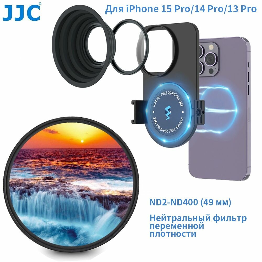 JJC Комплект магнитных фильтров MagSafe для iPhone 15 Pro 14 Pro 13 Pro с фильтром объектива 49 мм