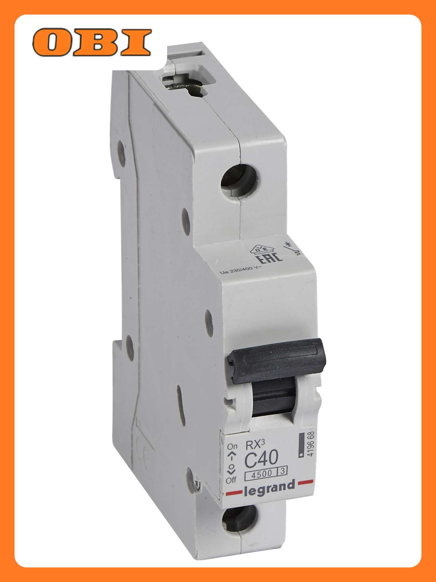 Автоматический выключатель Legrand RX3, 1P, C, 40A, 220В, термомагнитный механизм