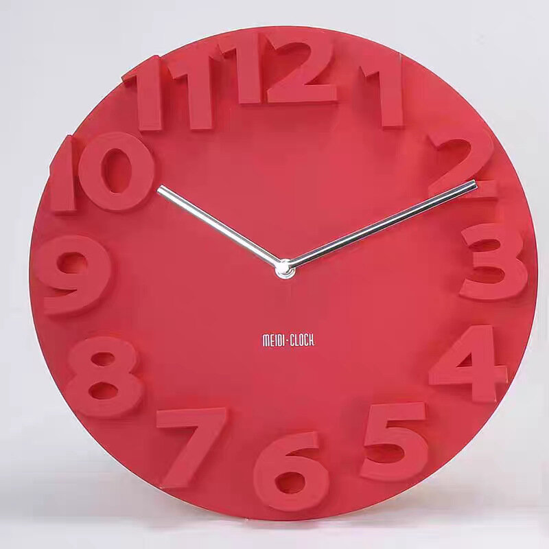 14-дюймовые настенные часы, 3D настенные часы, рельефные настенные часы, красный