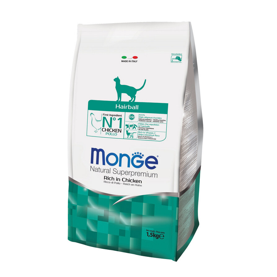 Корм сухой Монж с курицей для выведения шерсти у кошек Monge Cat Hairball 1,5 кг