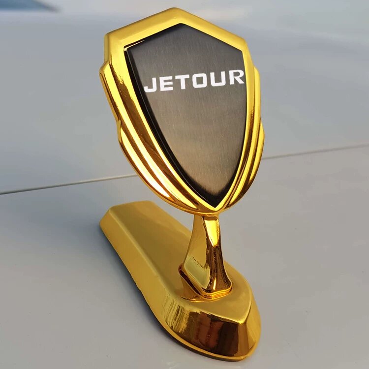 Эмблема в форме щита JETOUR X70 PLUS - Золотой и черный металлический декор для капота автомобиля