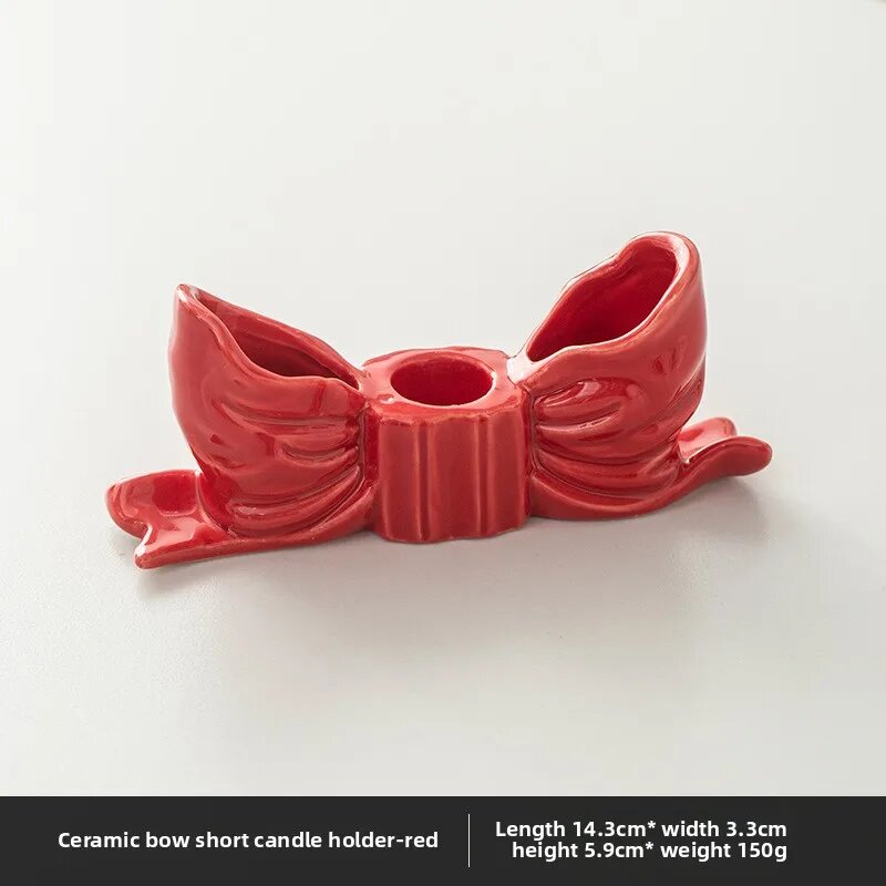 Керамический подсвечник с бантом КрасныйКерамический подсвечник с бантом Красный
