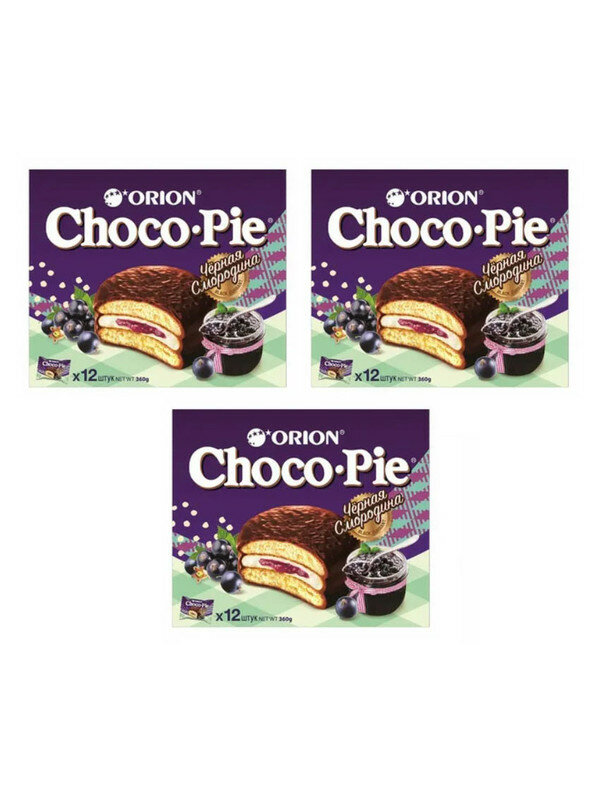 Orion Печенье Choco Pie Black Currant, 12 х 30 г, 3 уп