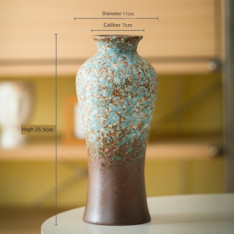 Простая керамическая ваза в стиле ретро для декора гостиной, для сухоцветов, настольное украшение, деревенская