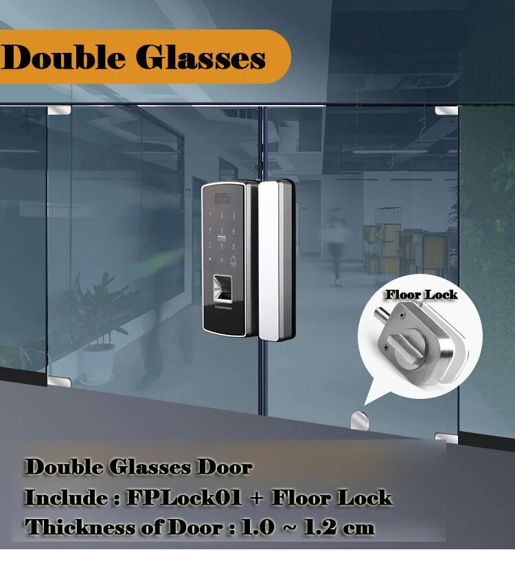 Стеклянный замок отпечатков пальцев FPLock01 для Double Glasses Door