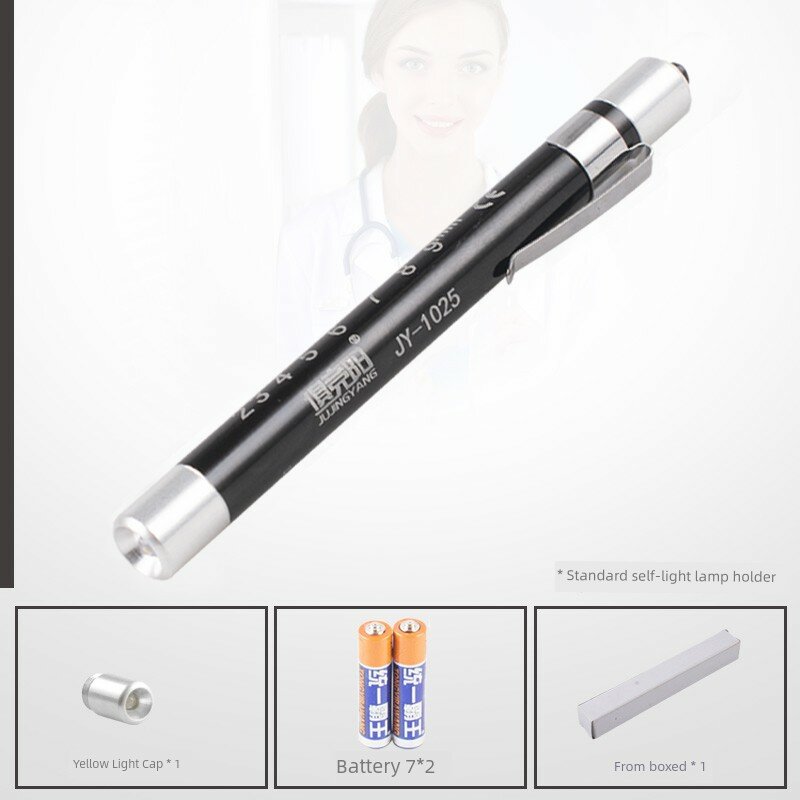 Светодиодный двойной источник света, медицинский фонарик в форме ручки, желтый свет, освещение учеников, ручка, белый