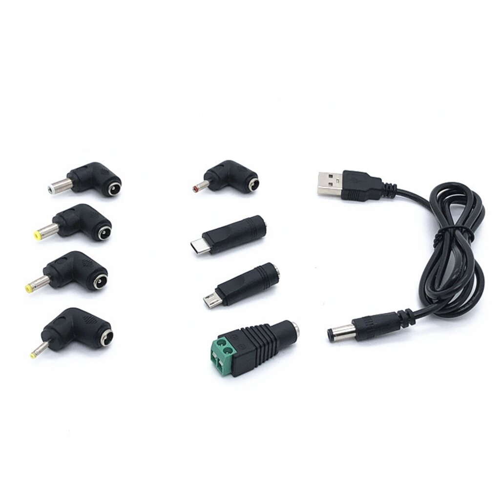 Набор зарядок с различными интерфейсами с 10 адаптерами USB-разъемов, идеально подходит для фонариков, вентиляторов, портативных зарядных устройств.