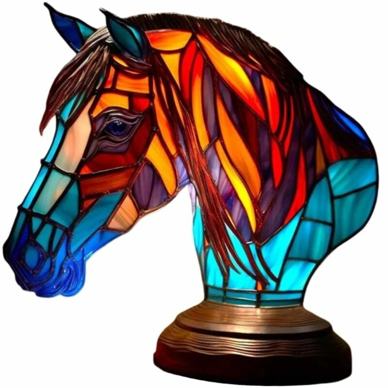 Художественная статуя животного творческое украшение домашнего рабочего стола LED night light-голова лошади