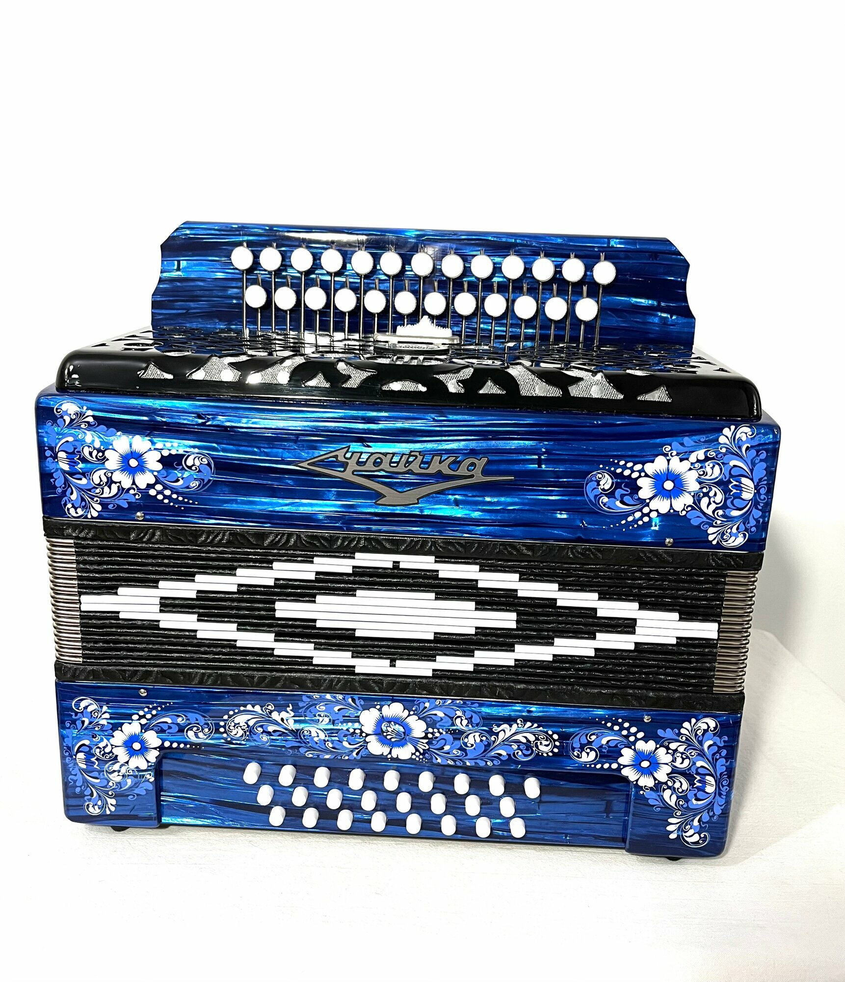 S5XL-A Гармонь "Чайка-314" с регистром, синяя, Шуйская гармонь