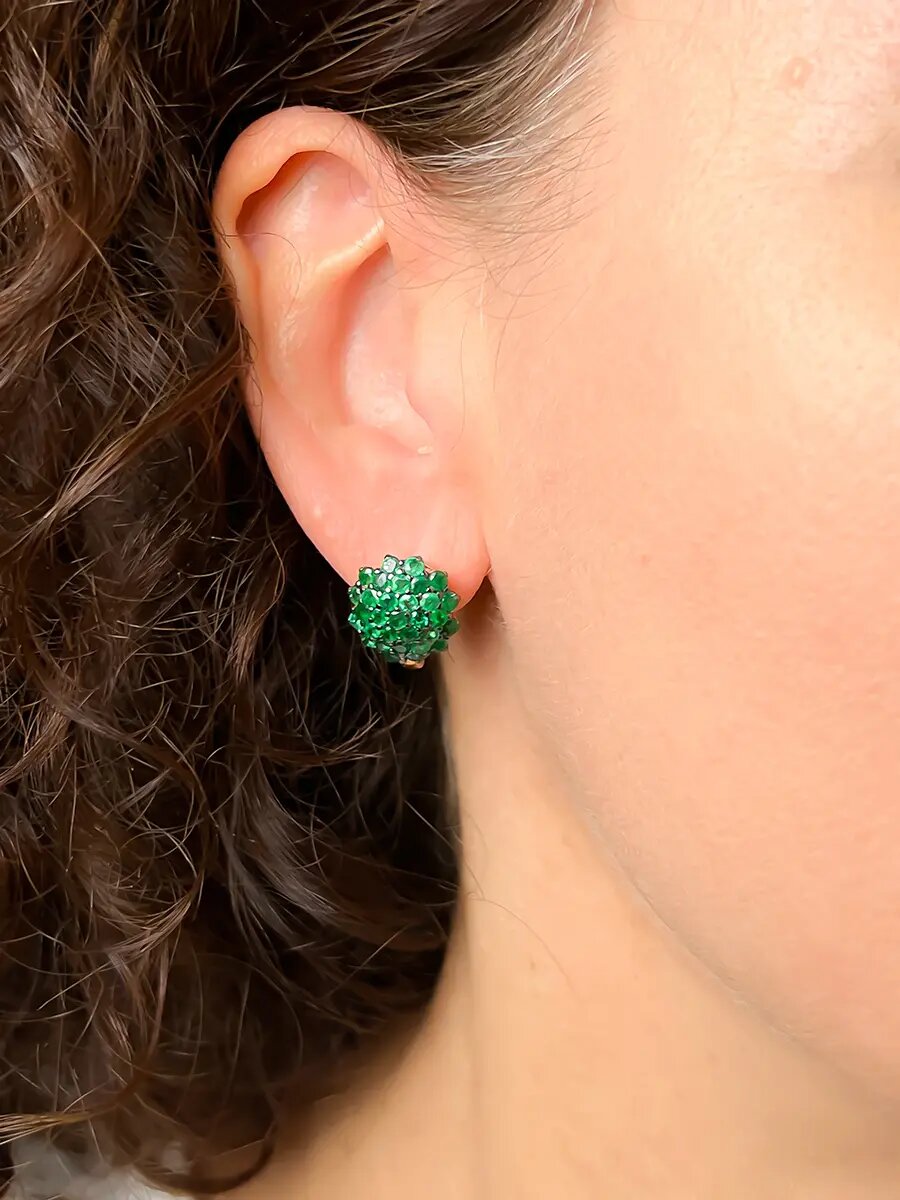 Серьги, красное золото, 375 проба, изумруд