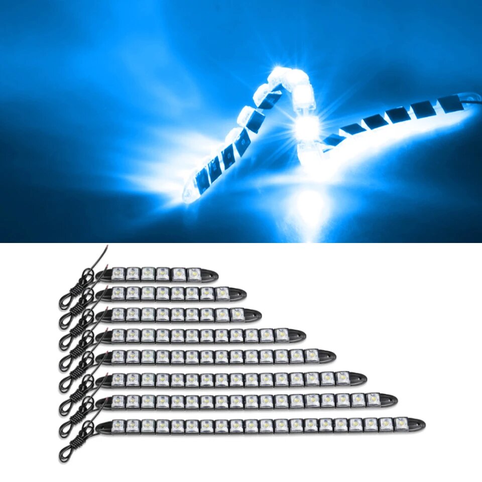 Дневные ходовые огни для автомобиля, 12/24 В, 2 шт, Стайлинг автомобиля, дневные ходовые огни, автомобильная противотумансветильник фара, супер яркие Водонепроницаемые ходовые огни белый, 12LEDS black case, 24V Voltage