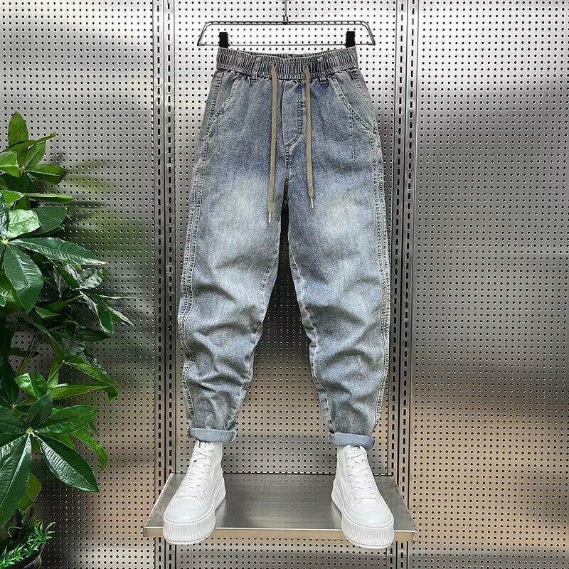 Тренд RONG CH Мужские Джинсы Харлан Гонконг Стиль Хип-Хоп Деним, Размер_S