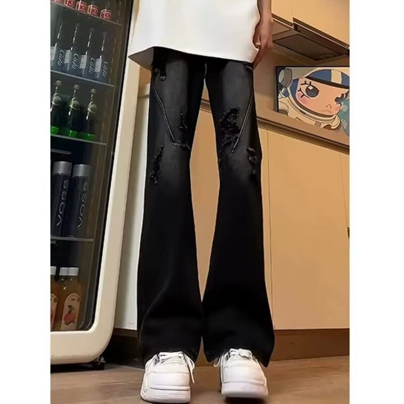 JYL Джинсы Мужские Расшитые Американские Атмосферные Грязно-Цветные Рваные Деним, Размер_2XL