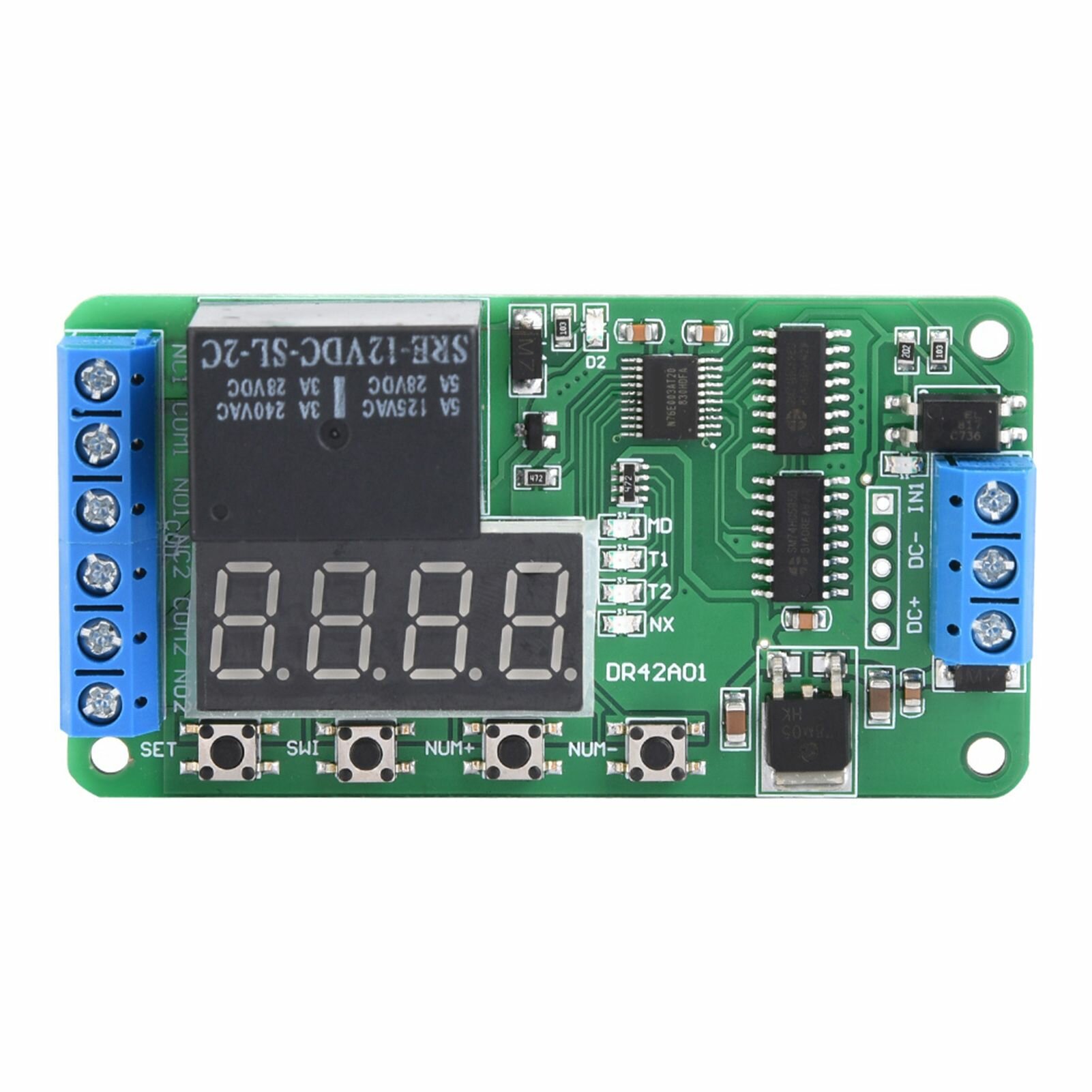 Реле времени двухканальное 12В с цифровым дисплеем