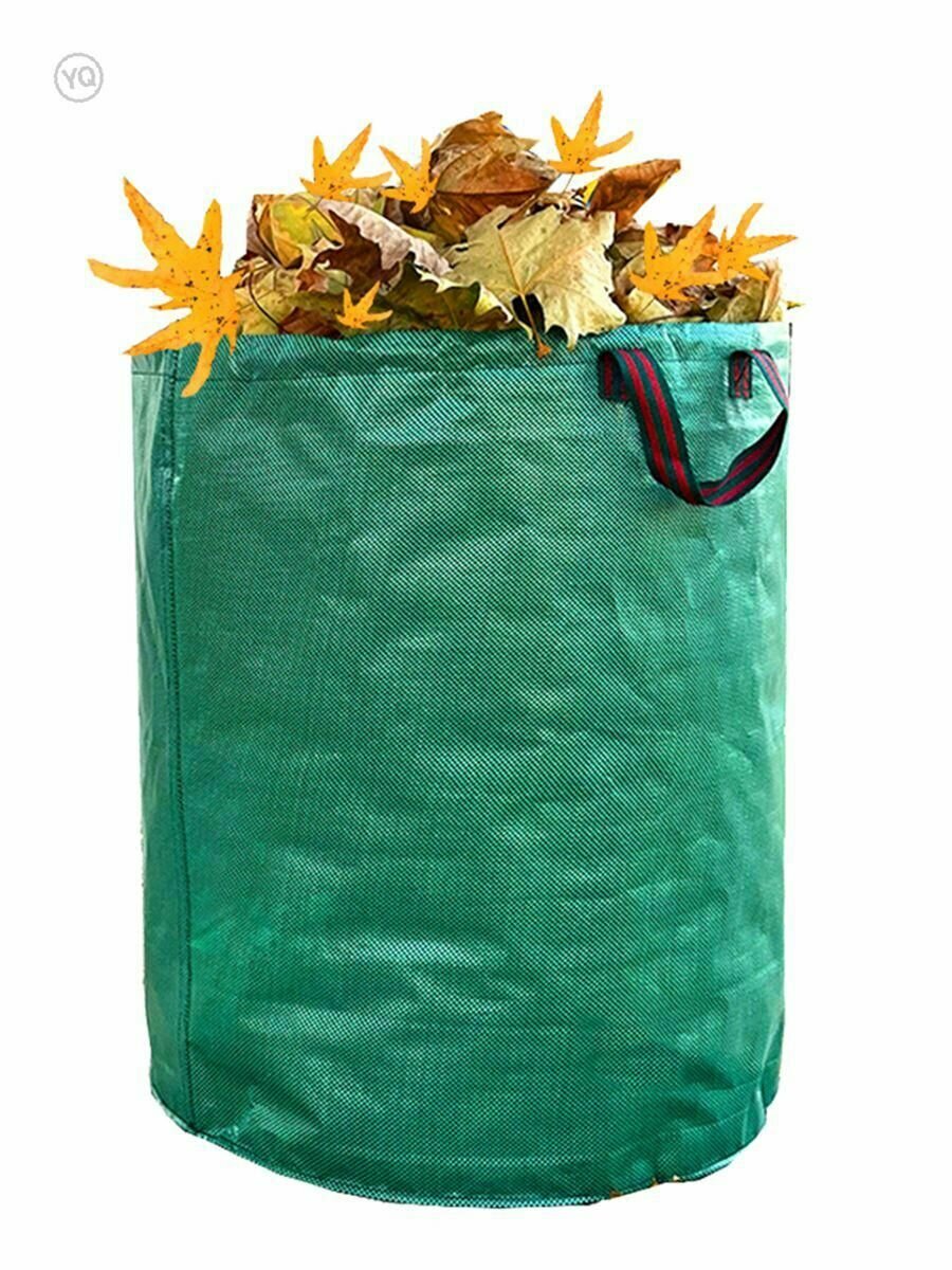 Мешок для сбора садового мусора (листьев, веток, сорняков) Мешки для строительного мусора с ручками Вместимость 272л. 76*67см Зелёный