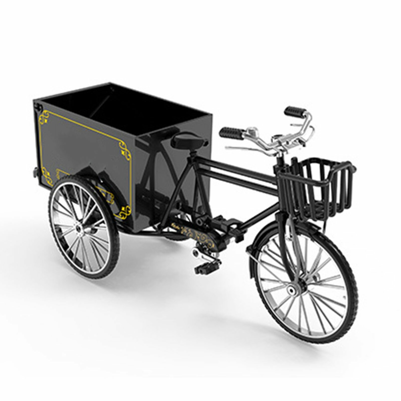 Трёхколесник 1:10 сплав, загрузка-разгрузка, винтаж, чёрный