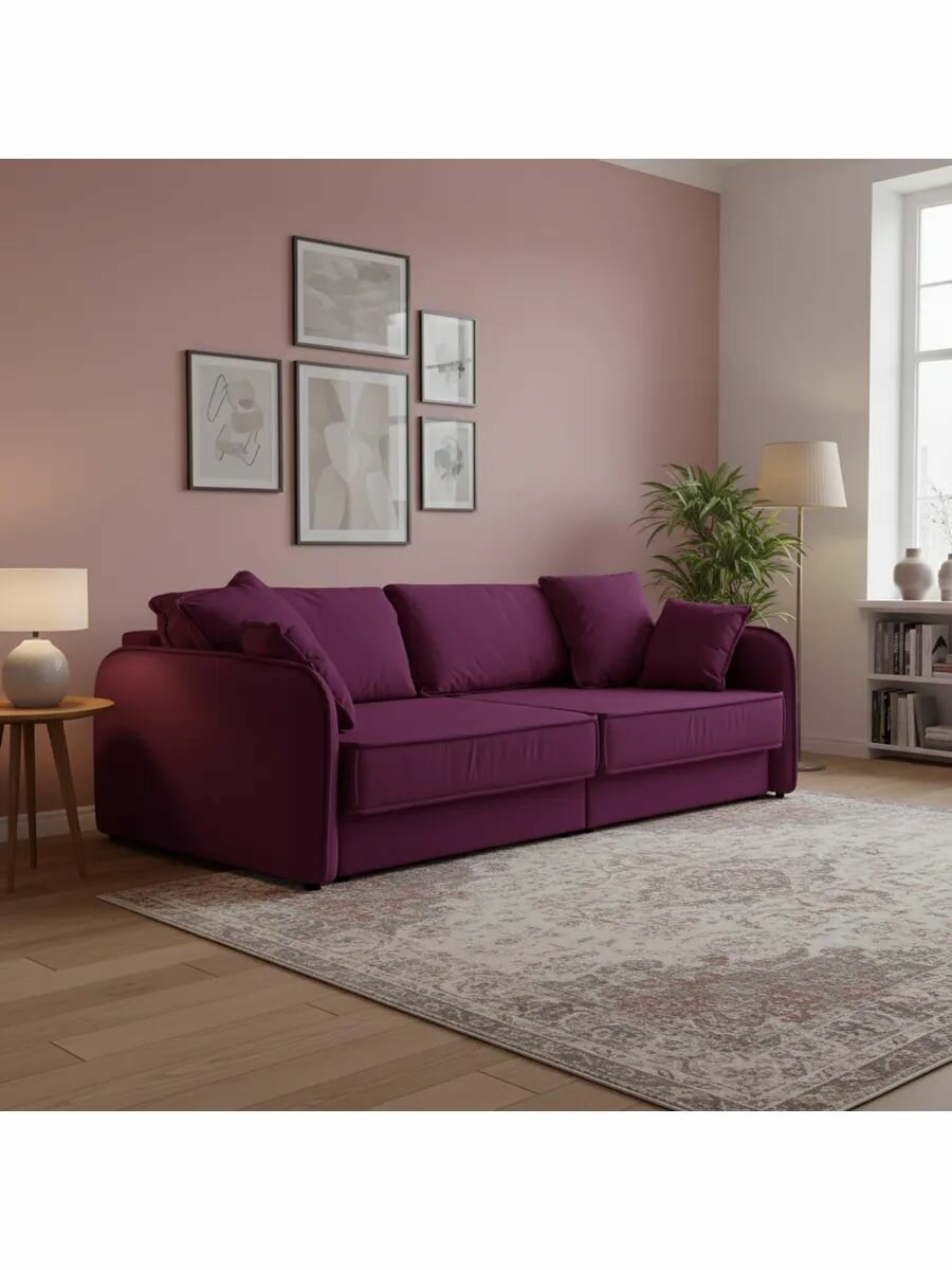 Диван-кровать агап раскладной на кухню, в гостиную, спальное место 168Х200, сиреневый