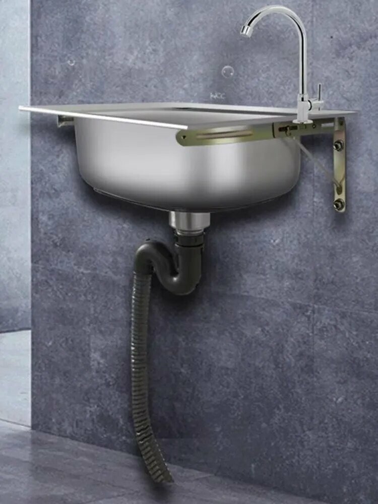 Раковина из нержавеющей стали, Настенное крепление с кронштейном, Для наружной кухни балкона сада