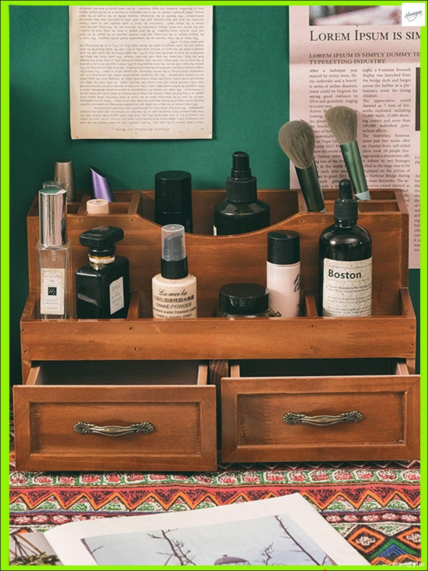 Винтажный деревянный органайзер Boston для косметики и канцелярии, стильный бестселлер для хранения мелочей в ванной комнате