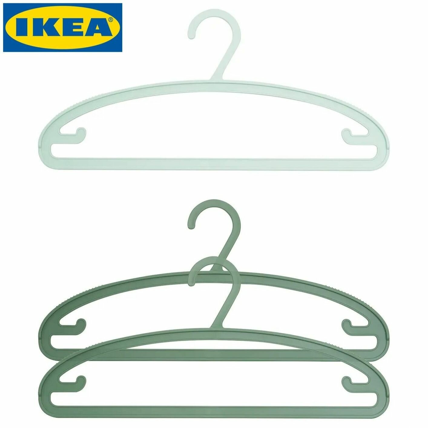Икеа слибб Вешалки для одежды, 3 штуки, зелёные