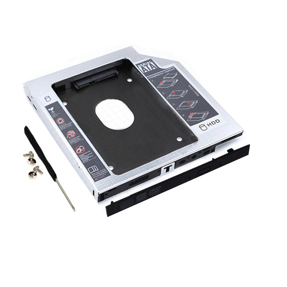 Каддь для жесткого диска CD-ROM Drive 12.7mm, поддверживающая HDD/SSD 2.5 дюйма, с интерфейсом SATA3, корпус из алюминиевого магниевого сплава для ноутбука, включая комплект винтов и отвертку