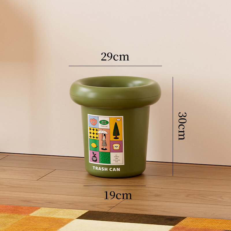 Домашний портативный мусорный контейнер, утолщенный, большой емкости, офисная корзина для отходов, милый безкрытый мусорный бак с пресс-кольцом