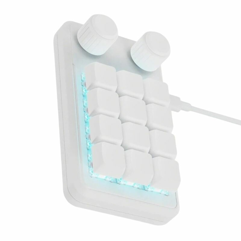 Проводная клавиатура с двумя ручками и 12 клавишами-белый