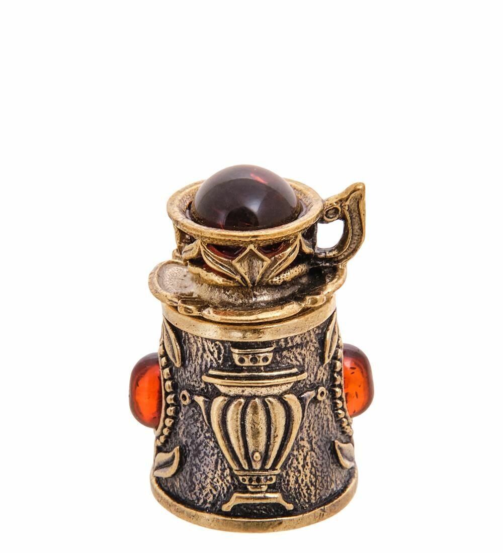 Наперсток Чаепитие (латунь, янтарь) AM-3569 Народные промыслы Бронза, латунь, реструктурированный янтарь